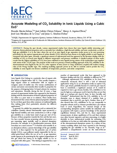Pdf Accurate Modeling Of Co2 Solubility In Ionic Liquids Using A Cubic Eos