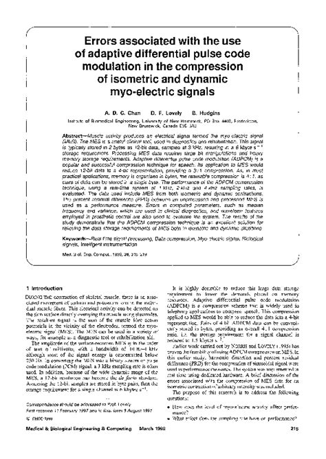 Pdf Errors Associated With The Use Of Adaptive Differential Pulse