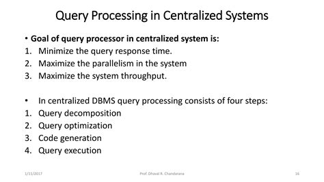Distributed Dbms Unit 6 Query Processing Pptx