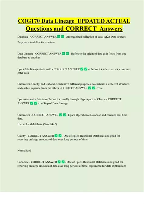 Cog170 Data Lineage Updated Actual Questions And Correct Answers Cog170 Data Lineage Updated Actual Questions And Correct Answers