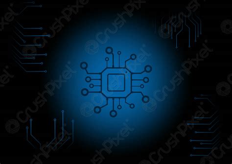 Chip With Digital Circuits Background Vector Illustration Of Artificial Intelligence Stock