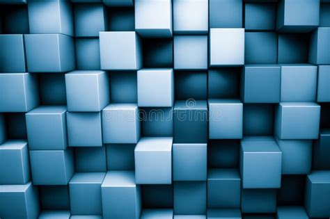 Abstract Background Of Cube Blocks Wall Stacking Blue Design Stock Illustration Illustration