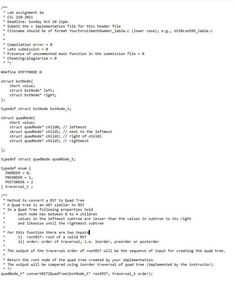 Lab Assignment 2a Csl 210 2021 Deadline