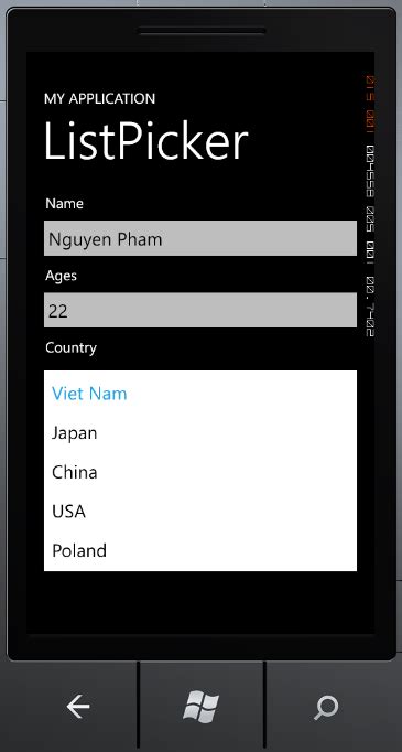 using listpicker in windows phone 7