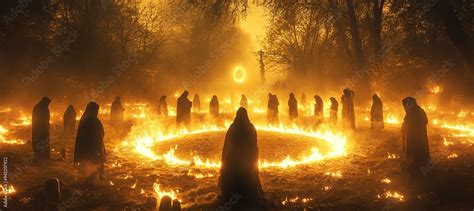 Satanic Cult Satanic Worship With Dark Night Flame Ritual Generative
