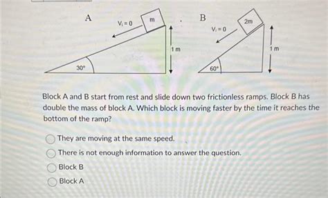 Solved Block A And B Start From Rest And Slide Down Two Chegg Com