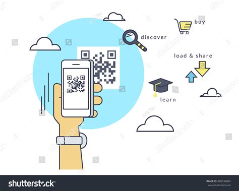 Man Scanning Qr Code Via Smartphone Stock Vector Royalty Free Shutterstock