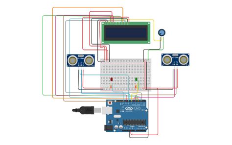 circuit design sensor ultrassônico tinkercad