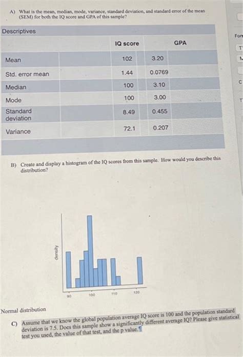 A What Is The Mean Median Mode Variance Standard Chegg