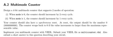 Solved A2 Multimode Counter Design A 4 Bit Multimode