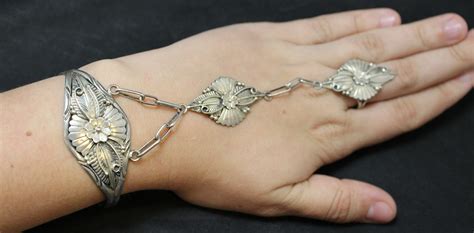 Sterling Silver Navajo Signed Slave Bracelet Benson Manygoats Silver Slave Bracelet