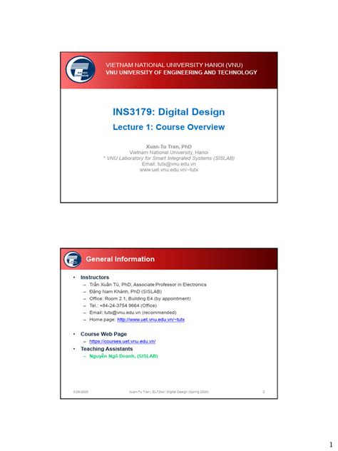 Ins3179 Digital Design Lecture 1 Introduction Pdf Analog To Digital