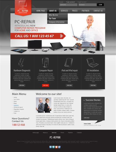 Computer Repair Joomla Template 25 Version Behance