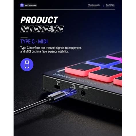 Donner Midi Pad Controller Keyboard Usb Type C Professional Drum Pad Machine Beat Maker With 16