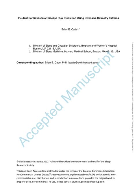 Pdf Incident Cardiovascular Disease Risk Prediction Using Extensive Oximetry Patterns