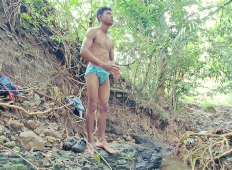 Hard In Underwear Outdoors