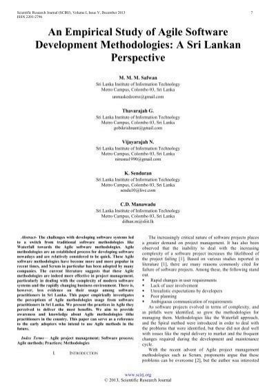 An Empirical Study Of Agile Software Development Methodologies A Sri