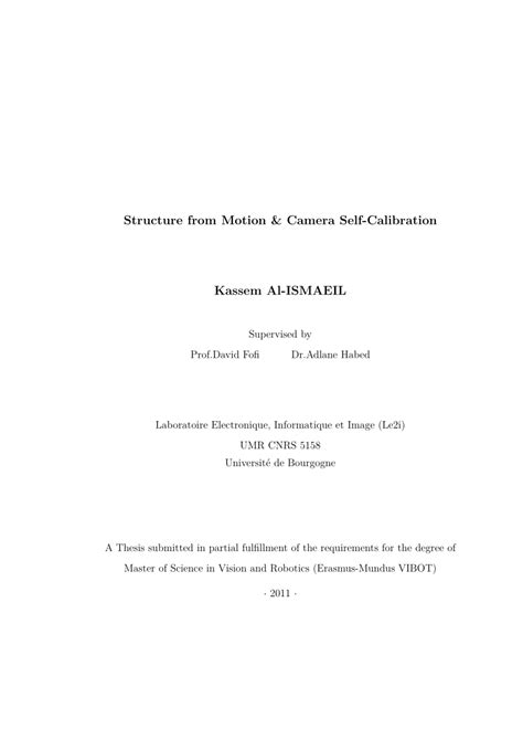 pdf structure from motion and camera self calibration