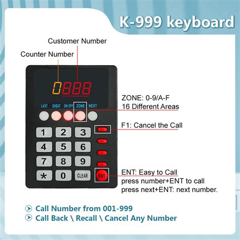 wireless queue number system aloud calling system 3 digit calling