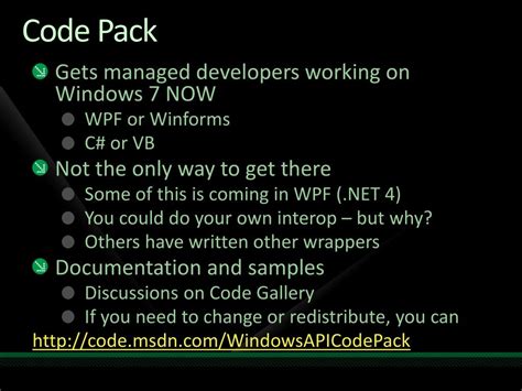 Ppt The Windows Api Code Pack Powerpoint Presentation Free Download