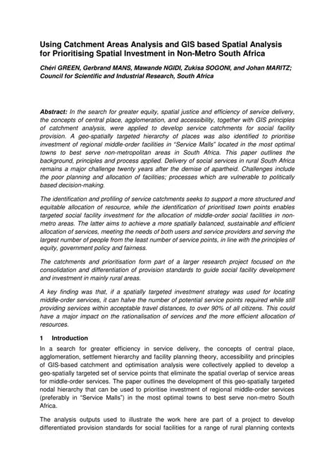 Pdf Using Catchment Areas Analysis And Gis Based Spatial Analysis For