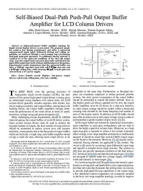 Pdf Self Biased Dual Path Push Pull Output Buffer Amplifier For Lcd Column Drivers