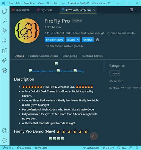 Firefly Theme For Vs Code Vs Code Extension Theme Vscode Meltango Vscodeextension Html