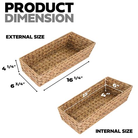 Homestead Water Hyacinth Storage Baskets Long Narrow Rectangular