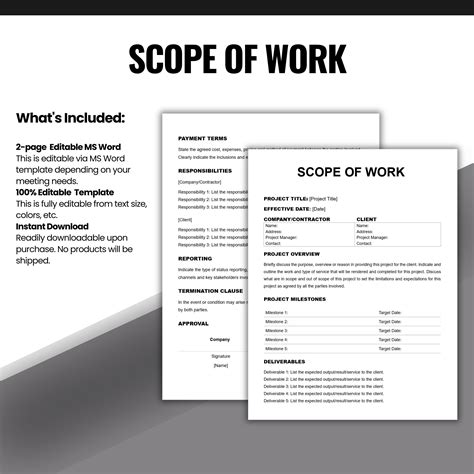 Scope Of Work Template Statement Of Work SOW Template Project Management Vendor Contract