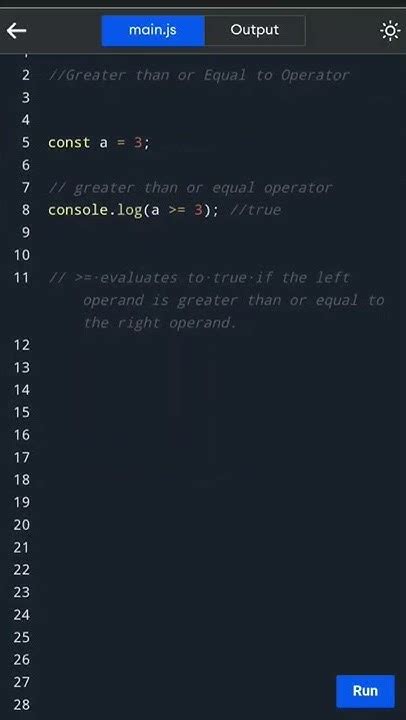 Javascript 23greater Than Or Equal To Operator Shorts Coding Javascripttutorial Js Youtube
