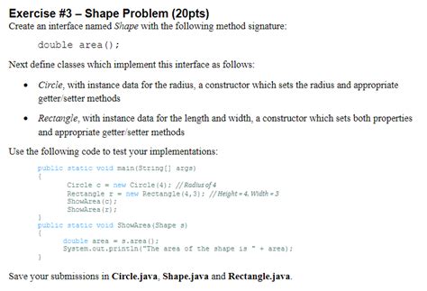 Solved Exercise Shape Problem Pts Create An Chegg Com