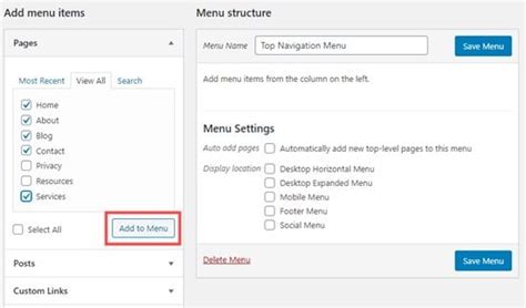 Create Custom Wordpress Navigation Menus
