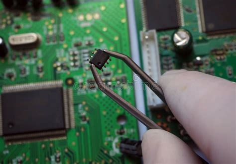 Microchip Onto The Electronic Circuit Board Stock Photo Image Of Japan Industry 273802212