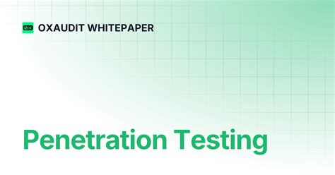 Penetration Testing Oxaudit Whitepaper