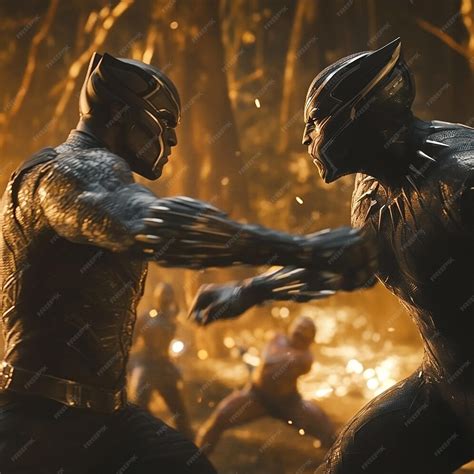 Cinematic Screengrab Of Black Robert Downey Jr As Black Panther In A