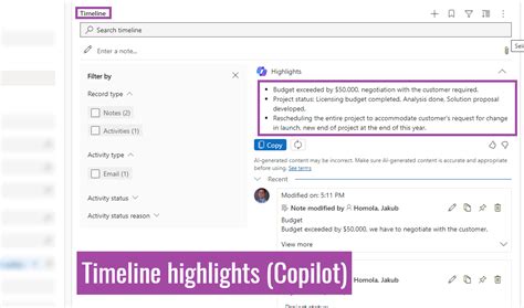 Timeline Highlights Copilot