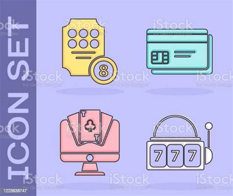 행운의 일곱 잭팟 온라인 슬롯 머신 온라인 포커 테이블 게임 및 신용 카드 아이콘 슬롯 머신을 설정합니다 벡터 0명에 대한 스톡 벡터 아트 및 기타 이미지 Istock