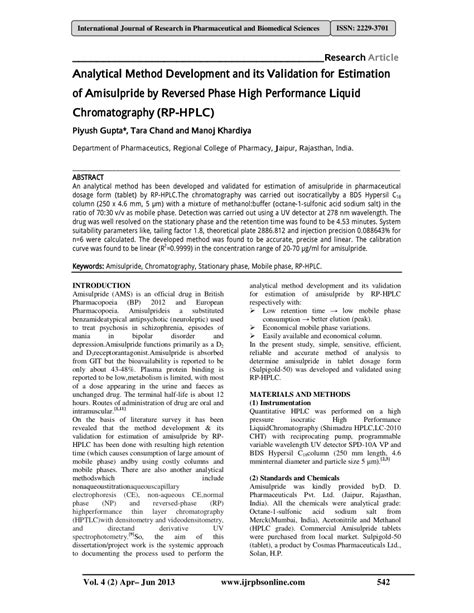 Pdf Analytical Method Development And Its Validation For Estimation