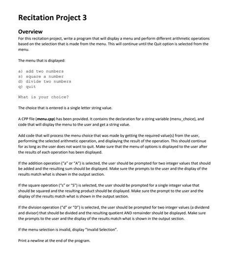 solved recitation project 3 overview for this recitation