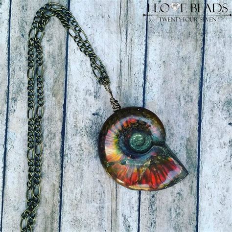 Opalized Fossil Ammonite Pendant Necklace Ammonite Pendant Full