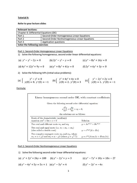 Tut 9 Pdf Differential Equations Mathematical Objects