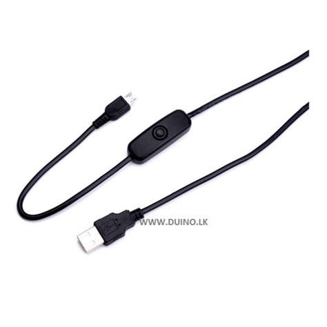 Raspberry Pi USB Power Cable 1M With Switch ON OFF Button Duinolk The Biggest Arduino Online