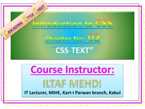 Ppt Introduction To Css Chapter No 02 “ Css Text” Powerpoint