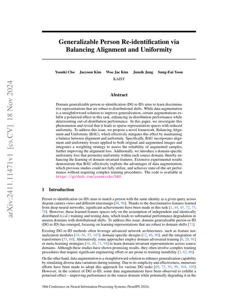 Pdf Generalizable Person Re Identification Via Balancing Alignment And Uniformity