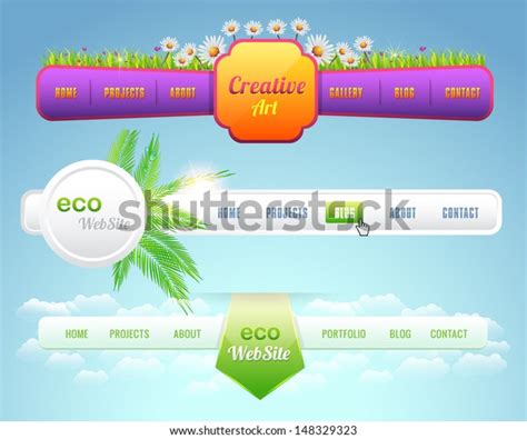Web Elements Vector Header Navigation Templates Stock Vector Royalty