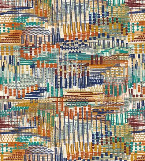 point de vue fabric in turquoise orange brulee by casamance jane clayton