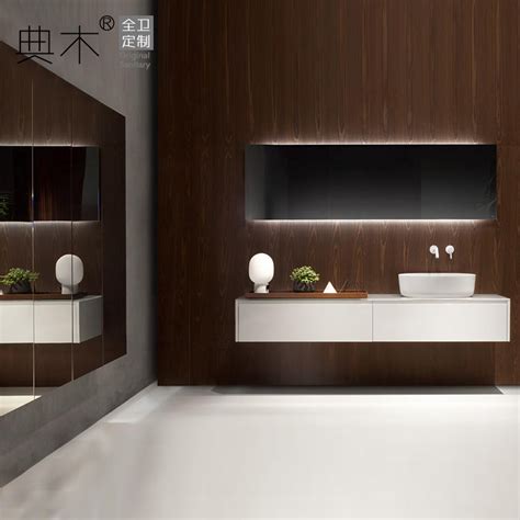 现代岩板一体盆浴室柜轻奢小户型卫生间挂墙式洗漱台风洗手脸盆柜 虎窝淘