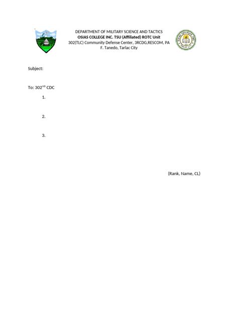 Rotc Letter Format Pdf