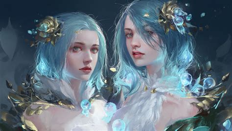 배경 화면 판타지 소녀 파란 머리 파란 눈 7807x4446 Shinigamirukia 2142285 배경 화면 Wallhere