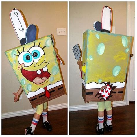 Spongebob Square Pants Costume Made Out Of A Cardboard Box Foam Board And Acrylic… Spongebob